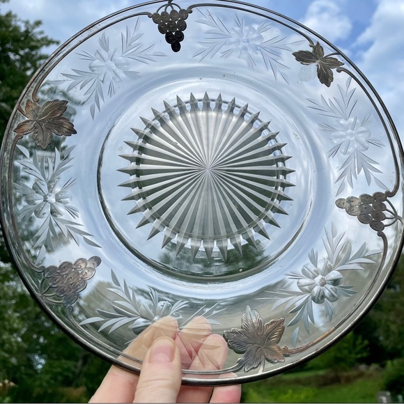 Dining | Vintage Intagliocut Glass Plate With Sterling Silver Overlay ...